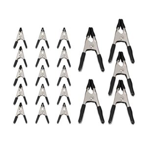 amazon basics 20-piece steel spring clamp set, 15 pack of 3/4-inch, 5 pack of 1-inch, black/silver