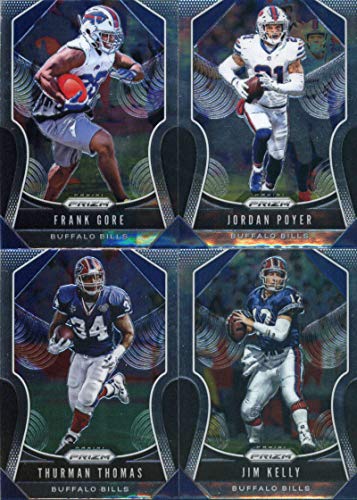 2019 Panini Prizm Football Buffalo Bills Veteran Team Set of 10 Cards: John Brown(#1), Cole Beasley(#2), Josh Allen(#3), LeSean McCoy(#4), Tremaine Edmunds(#5), Lorenzo Alexander(#6), Jordan Poyer(#7), Frank Gore(#8), Jim Kelly(#263), Thurman Thomas(#264)