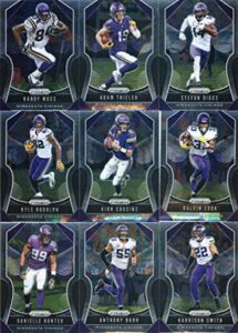 2019 panini prizm football minnesota vikings veteran team set of 9 cards: adam thielen(#124), stefon diggs(#125), kyle rudolph(#126), kirk cousins(#127), dalvin cook(#128), danielle hunter(#129), anthony barr(#130), harrison smith(#131), randy moss(#294)