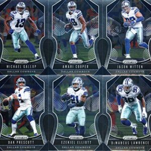 2019 Panini Prizm Football Dallas Cowboys Veteran Team Set of 10 Cards: Michael Gallup(#34), Amari Cooper(#35), Jason Witten(#36), Dak Prescott(#37), Ezekiel Elliott(#38), DeMarcus Lawrence(#39), Jaylon Smith(#40), Leighton Vander Esch(#41), Randall Cobb(