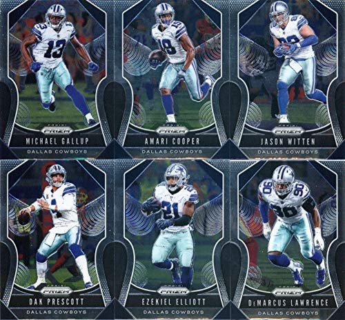 2019 Panini Prizm Football Dallas Cowboys Veteran Team Set of 10 Cards: Michael Gallup(#34), Amari Cooper(#35), Jason Witten(#36), Dak Prescott(#37), Ezekiel Elliott(#38), DeMarcus Lawrence(#39), Jaylon Smith(#40), Leighton Vander Esch(#41), Randall Cobb(