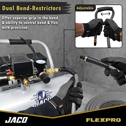 JACO FlexPro Hybrid Air Hose (3/8" x 50 ft) | Dual 1/4" M-NPT Fittings (Storm Gray)