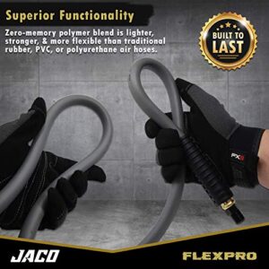 JACO FlexPro Hybrid Air Hose (3/8" x 50 ft) | Dual 1/4" M-NPT Fittings (Storm Gray)