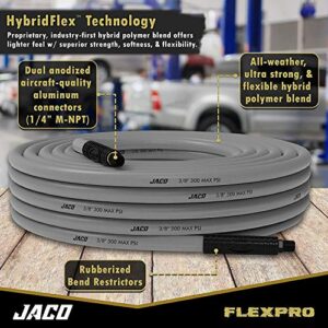 JACO FlexPro Hybrid Air Hose (3/8" x 50 ft) | Dual 1/4" M-NPT Fittings (Storm Gray)