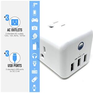 Cruise Ship Power Strip - No Surge Cube Outlet Multi Plug [3 Electrical Outlet + 3 USB Port] Cruise Approved Power Strip Charger in 2023, 2024 & 2025