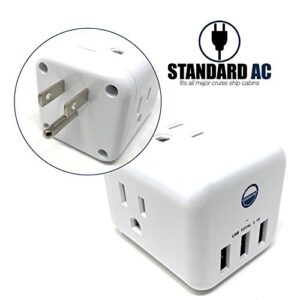 Cruise Ship Power Strip - No Surge Cube Outlet Multi Plug [3 Electrical Outlet + 3 USB Port] Cruise Approved Power Strip Charger in 2023, 2024 & 2025