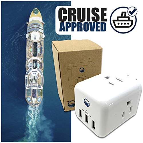 Cruise Ship Power Strip - No Surge Cube Outlet Multi Plug [3 Electrical Outlet + 3 USB Port] Cruise Approved Power Strip Charger in 2023, 2024 & 2025