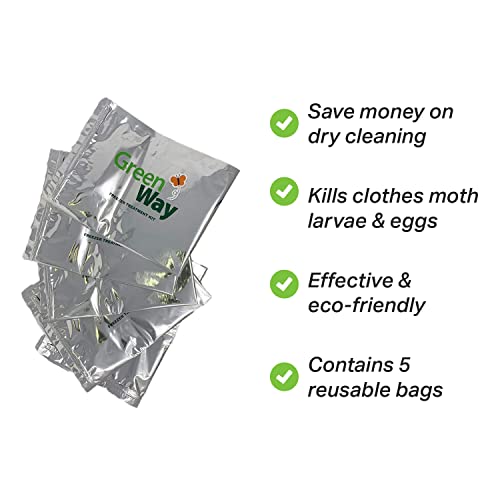 GreenWay Freezer Treatment Bag Kit, Protect Your Clothes with a Set of 5 Reusable Bags, get rid of pests and Odors with an eco-Friendly Alternative DIY Solution