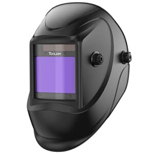 tooliom welding helmet, true color auto darkening 1/1/1/1 large viewing 3.94"x 3.27" welder mask hood with weld/grind/cut mode for tig mig/mag mma