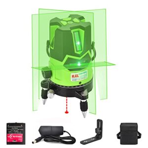 ml&sl multi-line green laser level - professional automatic self leveling laser horizontal&vertical cross line with down plumb dot,360°rotating base,rechargeable battery for indoor outdoor