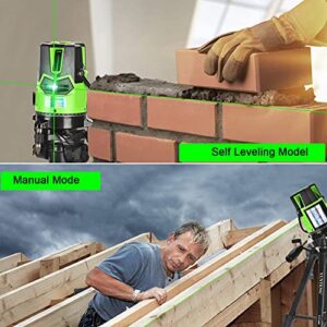 ML&SL Multi-Line Green Laser Level - Professional Automatic Self leveling Laser Horizontal&Vertical Cross line with Down Plumb Dot,360°Rotating Base,Rechargeable Battery for Indoor Outdoor