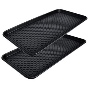 chairlin 2 packs waterproof large shoe tray, all purpose in door and out door boot mat for entryway pet food tray floor protection durable shoe organizer 30" x 15" x 1.2"