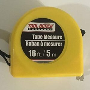 Self Lock Tape Measure - EASY TO READ 16 Foot BOTH SIDE DUAL RULER, Retractable, STURDY, Heavy Duty, Metric, Inches and Imperial Measurement, SHOCK ABSORBENT Solid Rubber Case (1 Package)