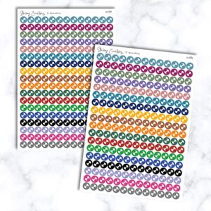 Small Gym, Weight Icon Decorative Planning Stickers, 2 Sheets, 468 total stickers, 0.3" diameter, Multicolor, Health & Wellness Planner