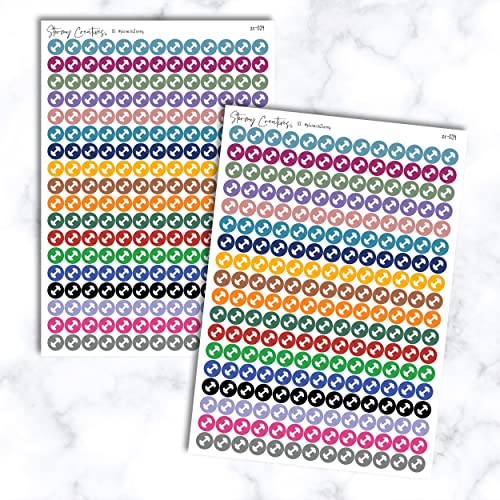 Small Gym, Weight Icon Decorative Planning Stickers, 2 Sheets, 468 total stickers, 0.3" diameter, Multicolor, Health & Wellness Planner