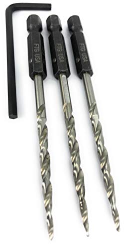 FTG USA Replacement Tapered Countersink Drill Bit Set 3 Pc (#4) 7/64" Countersink Bit Same Size Bit Replacement Only, Countersink Replacement Drill Bit FTG Maximum Torque Wood Bits Secured with Pin