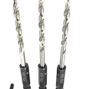 FTG USA Replacement Tapered Countersink Drill Bit Set 3 Pc (#4) 7/64" Countersink Bit Same Size Bit Replacement Only, Countersink Replacement Drill Bit FTG Maximum Torque Wood Bits Secured with Pin