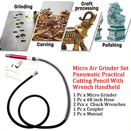 1/4 inch Pencil Type Die Grinder, Air-powered Micro Die Grinder,Compact Pencil Grinder With Wrench Handheld,65000 rpm