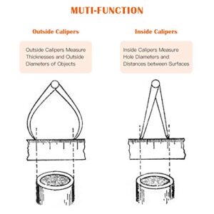 Rustark 8 Pcs Stainless Steel Long Firm Joint Metal Measurement Kit with Bent-Leg and Straight-Leg Inside Outside Caliper Tools Set for Measuring Pottery Clay Ceramic Sculpture(12" 10" 8" 4")