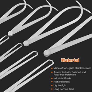 Rustark 8 Pcs Stainless Steel Long Firm Joint Metal Measurement Kit with Bent-Leg and Straight-Leg Inside Outside Caliper Tools Set for Measuring Pottery Clay Ceramic Sculpture(12" 10" 8" 4")