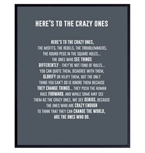 heres to the crazy ones entrepreneurial motivational quote -8x10 art print, home decor - inspirational wall art poster - unique room decorations for office, den - gift for entrepreneur, boss