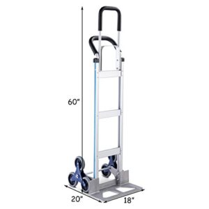 Happygrill Hand Truck, 550 lbs Capacity Utility Cart Dolly, Heavy Duty Aluminum Construction, Stair Climber Cart with 6-Wheels