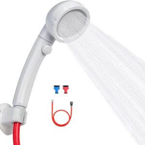 Camplux Hand Held Showerhead with ON/Off Switch, Portable Spray Shower Head, High Pressure Shower Heads with Garden Hose Quick Connector and Mounting Kits