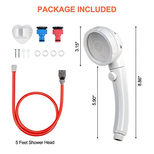 Camplux Hand Held Showerhead with ON/Off Switch, Portable Spray Shower Head, High Pressure Shower Heads with Garden Hose Quick Connector and Mounting Kits