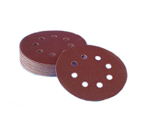 Sungold Abrasives 36266 5 in. 8-Hole 80-Grit Premium Heavy F-Weight Aluminum Oxide Hook & Loop Sanding Discs (50per Box)