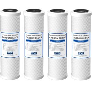 Set of 4 Compatible for Water Filter GE GXWH04F, GXWH20F, GXWH20S & GXRM10 Multi-Pack, Carbon Block Replacement Cartridge by IPW Industries Inc.