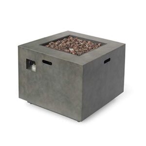 florence outdoor 33-inch square fire pit, concrete