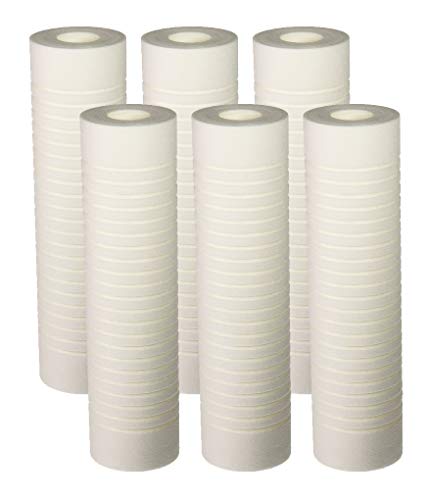 Compatible with 6 pk 10"x2.5" 5 Micron Grooved Sediment Melt Blown Filters Cartridges (Compatible Replace Aqua-Pure AP110, Whirlpool WHCF-GD05, Watts FPMBG-5-975)