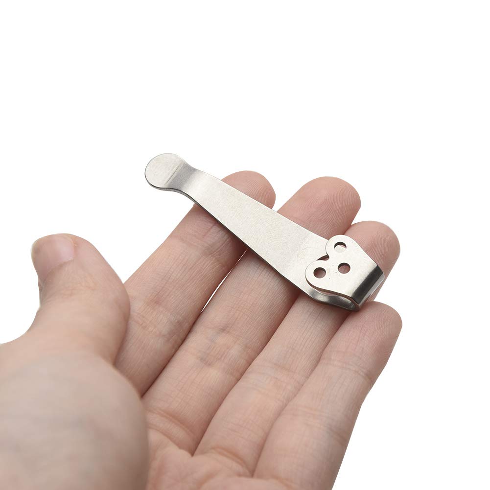 For Spyderco C81 C10 C11 Pocket Back Clip, 3-hole Titanium Alloy Deep Carry Pocket Clip, 55x12mm