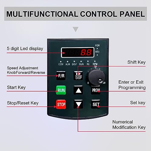 SZCY LLC AC 220V/2.2KW Variable Frequency Drive, 12A VFD Inverter Frequency Converter for Spindle Motor Speed Control (Single-Phase Input, 3 Phase Output)