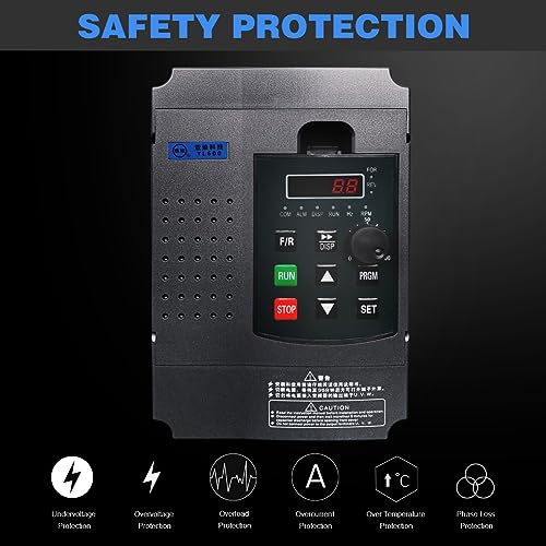 SZCY LLC AC 220V/2.2KW Variable Frequency Drive, 12A VFD Inverter Frequency Converter for Spindle Motor Speed Control (Single-Phase Input, 3 Phase Output)