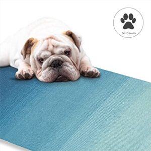 Fab Habitat Outdoor Rug - Waterproof, Fade Resistant, Crease-Free - Premium Recycled Plastic - Ombre - Patio, Deck, Porch, Balcony, Laundry Room - Big Sur - Teal - 4 x 6 ft