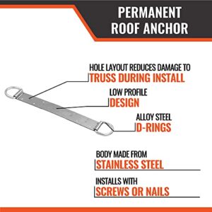 Malta Dynamics 18" Dual D-Ring Permanent Roof Anchor, Easy Installation with Included Fasteners (1)