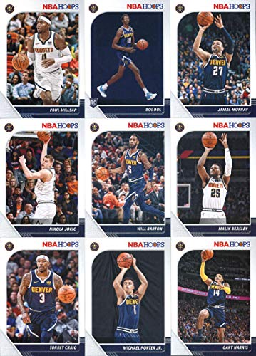 2019-20 Panini NBA Hoops Denver Nuggets Team Set of 9 Cards: Jamal Murray(#46), Nikola Jokic(#47), Will Barton(#48), Malik Beasley(#49), Torrey Craig(#50), Michael Porter Jr.(#51), Gary Harris(#52), Bol Bol(#233), Paul Millsap(#266)