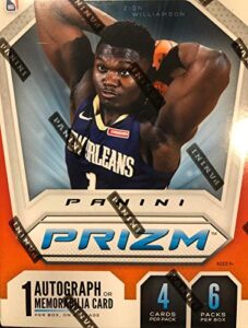 2019-20 panini prizm basketball blaster box - presell - releases 11/04/2019-1 autograph or memo. card per box - chase zion williamson prizm rookie cards!