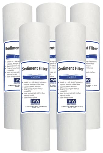 Pack of 5 Compatible Replacment filter set for GE GXWH04F GXWH20F GXWH20S GXRM10 GX1S01R Compatible Filters, 5 Micron Water Filter Cartridges by IPW Industries Inc.