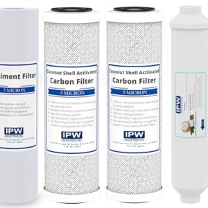 Compatible with Replacement Filter Kit for Watts RO-TFM-5SV RO System - Includes Carbon Block Filters, PP Sediment Filter & Inline Filter Cartridge by IPW Industries Inc