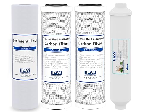 Compatible with Replacement Filter Kit for Watts RO-TFM-5SV RO System - Includes Carbon Block Filters, PP Sediment Filter & Inline Filter Cartridge by IPW Industries Inc