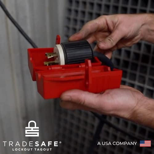 TRADESAFE Professional Lockout Tagout Kit - Loto Locks, Gate Valve Lock, Ball Valve Lockout, Circuit Breaker Locks, Hasps, Plug Lock, Cable Lockout, Tag Out Tags and Ties Set (1 Key Per Lock) Red