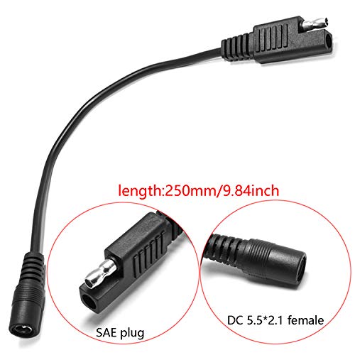 DGZZI SAE Plug to DC 5.5mm x 2.1mm Female Adapter Extension Cable SAE to DC Power Automotive Connector for Solar Panel Charge 20AWG 8Inch