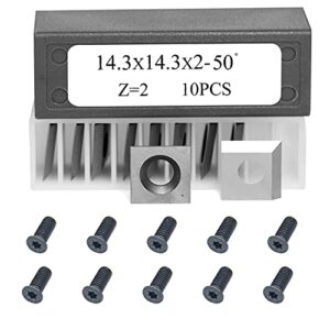 Carbide Inserts Cutters Knives 14.3mm Square Replacement 2 Cutting Edges for Cutech Tool Planer Jointer 40700H-CT 4700HC-CT 40100H-CT 40600H-80100-CT 40200H-CT 40600HC-80100-CT 40200HC-CT Head 10pc