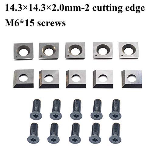 Carbide Inserts Cutters Knives 14.3mm Square Replacement 2 Cutting Edges for Cutech Tool Planer Jointer 40700H-CT 4700HC-CT 40100H-CT 40600H-80100-CT 40200H-CT 40600HC-80100-CT 40200HC-CT Head 10pc