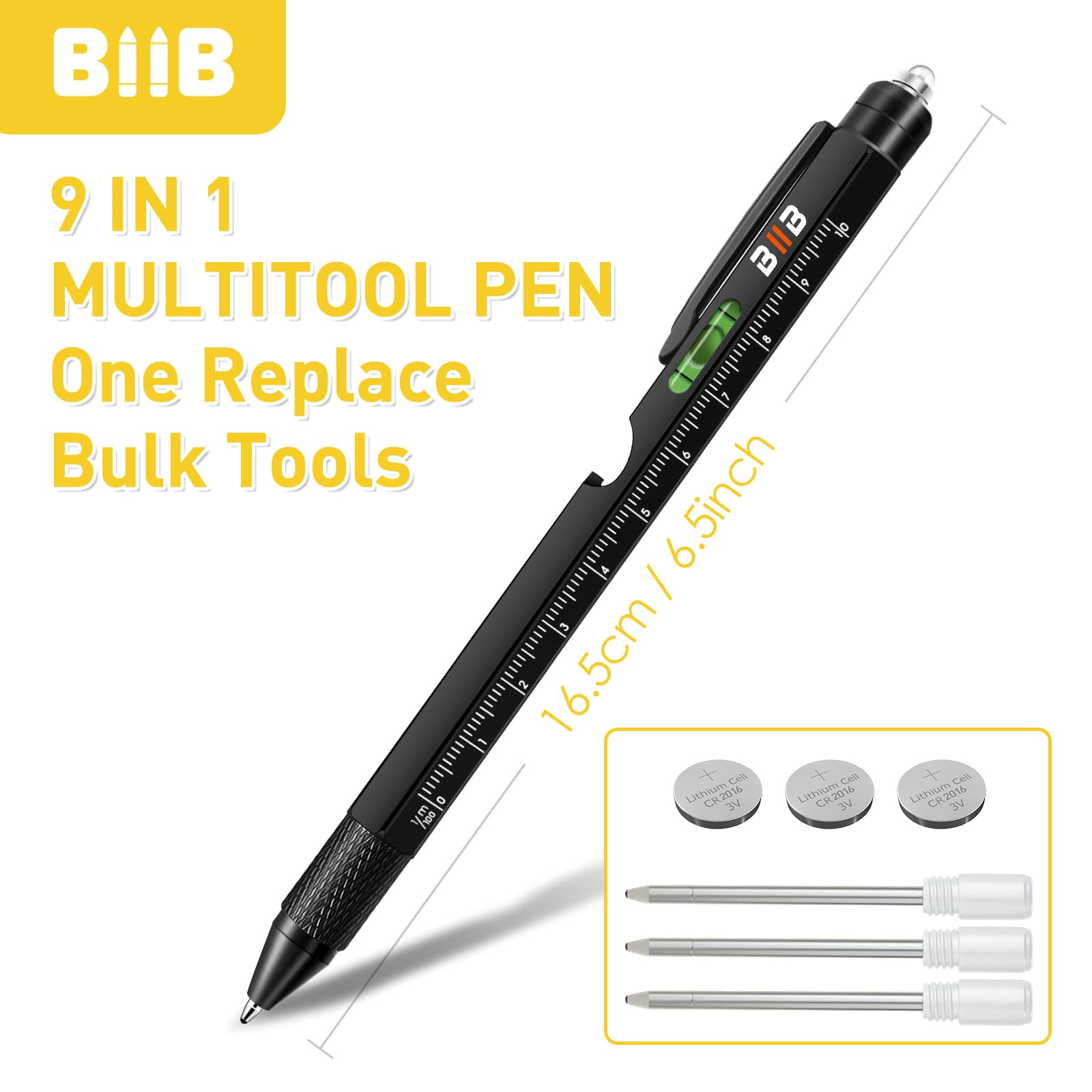 BIIB Gifts for Men, Stocking Stuffers for Adults 9 in 1 Multitool Pen Gifts for Dad, Christmas Gifts for Men Who Have Everything, Dad Gifts for Him, Mens Gifts for Grandpa, Husband, Gadgets for Men