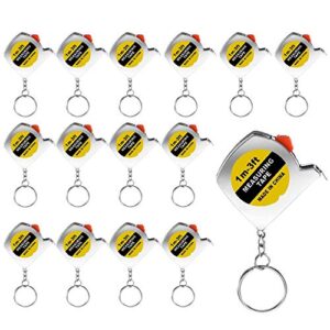 trounistro 24 pack tape measure keychains mini tape measure retractable measuring tape, 1 m/ 3 ft