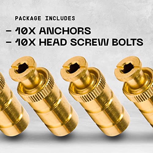 Silginnes Pool Cover Anchors Concrete and Pavers Deck 10 Pack - Universal Size Fits 3/4" Hole - Best for Pool Safety Cover Installation - Durable Brass Pool Cover Anchors and Head Screw Bolts (10)