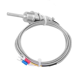 K-Type Temperature Sensor RTD Stainless Steel high Measuring precisionThermocouple Temperature Probe 1/2 NPT Detachable 3-Pin Connector with 2m / 6.6ft Cable